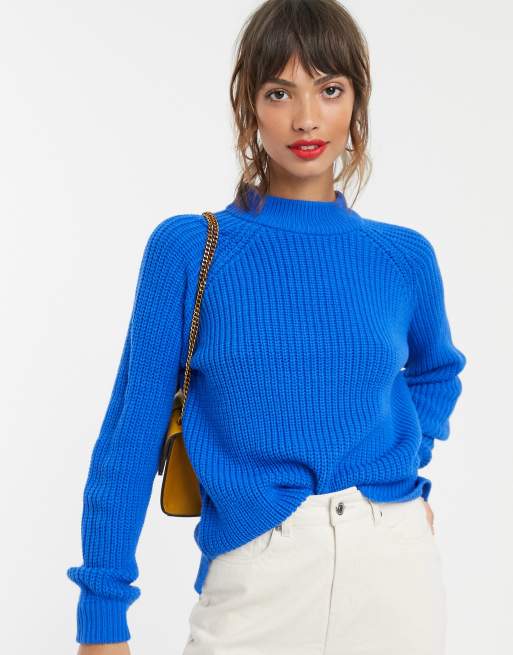 Vero Moda - Pull côtelé à col montant - Bleu | ASOS