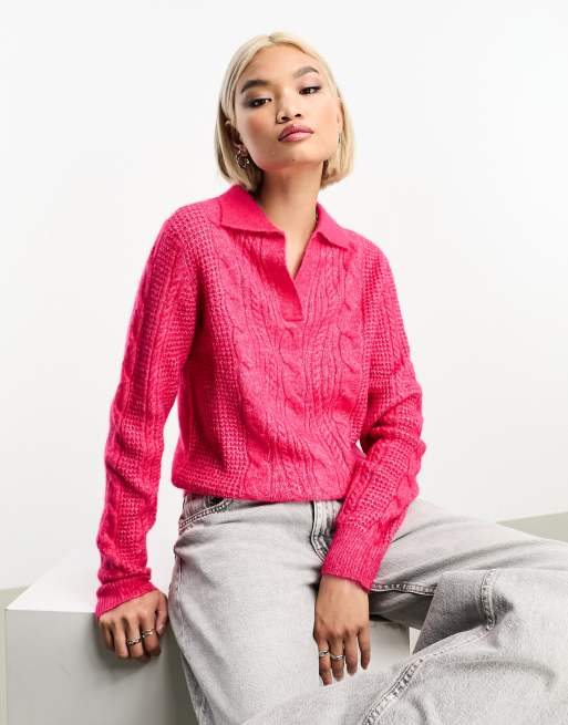 Vero Moda - Pull en maille à col polo - Rose | ASOS
