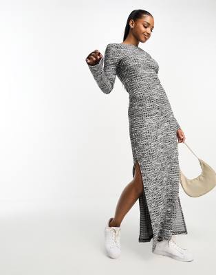 Vero Moda - Robe longue en maille avec dos échancré - Gris chiné | ASOS