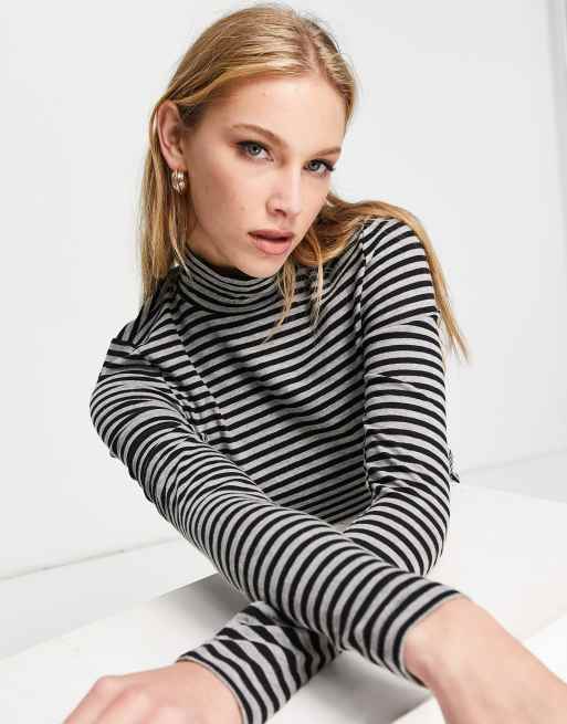 Vero Moda Roll Neck Top In Black Stripe Asos