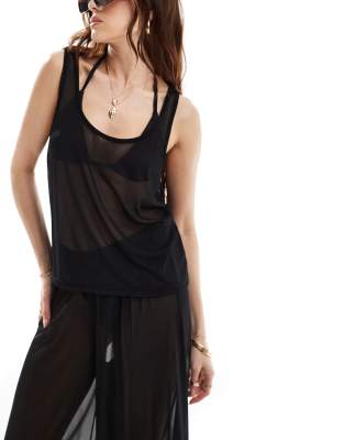 Vero Moda sheer beach top cover up in black - part of a set | ASOS