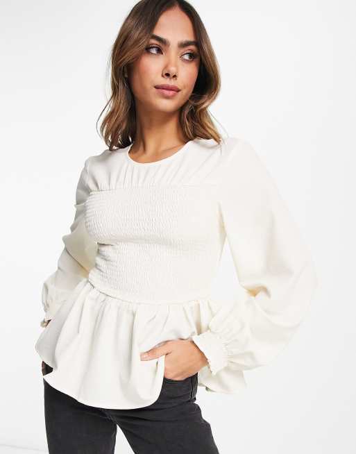 Vero Moda Shirred Top In Cream Asos