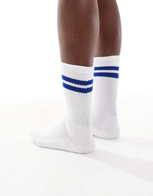 Vero Moda sporty ribbed socks in white and surf blue | ASOS