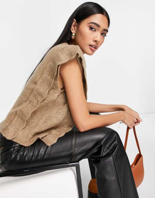 Vero Moda Strick Trägertop In Kamelbraun Mit Seitlichen Rüschen Asos