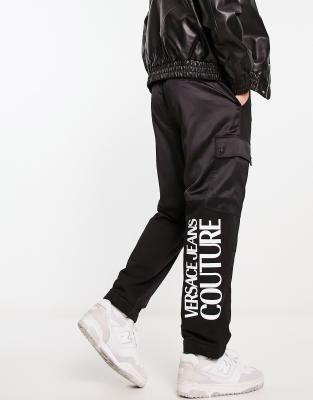 Versace Jeans Couture cargo nylon joggers in black | ASOS