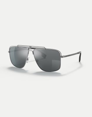 Versace ve2242 rectangle sunglasses in grey with grey mirrored lens in ...