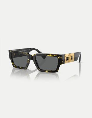 Versace ve4459 rectangle sunglasses in tortoise with grey lens in dark ...
