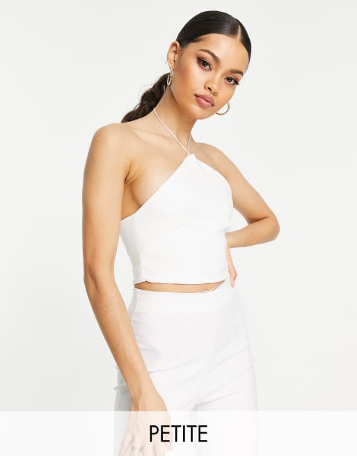 Vesper Petite - Crop top d'ensemble dos nu - Blanc | ASOS