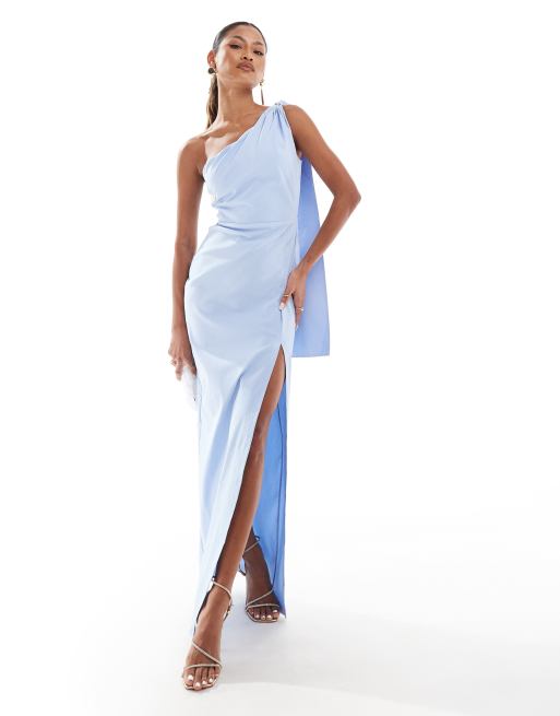 Vesper Robe Longue Et Asymétrique Effet Drapé Avec Fente Sur La