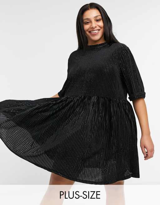 Vestido Corto De Corte Amplio Con Lazada En La Espalda De Canalé De