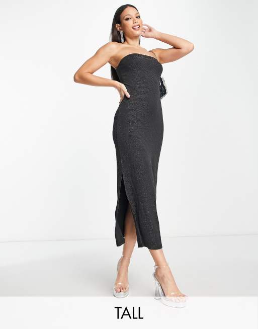 Vestido De Tubo Midi Con Purpurina Plateada De Vero Moda Tall Asos