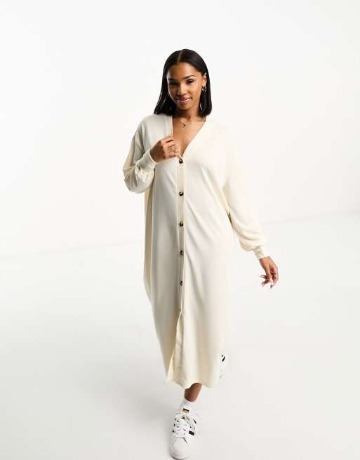 Vestido Largo Color Crema Estilo Cárdigan Abotonao De Vero Moda Asos