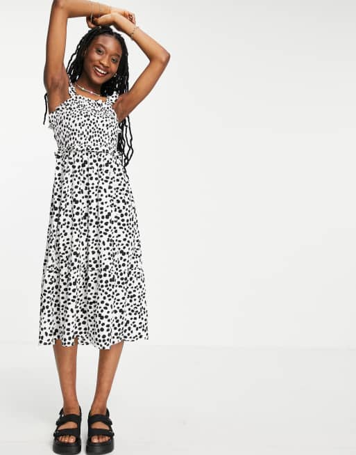 Vestido midi blanco con estampado de lunares negros de Influence | ASOS