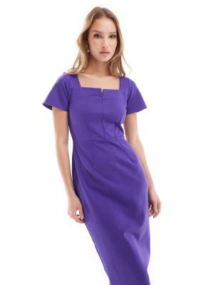Vestido midi morado ajustado de Closet London | ASOS