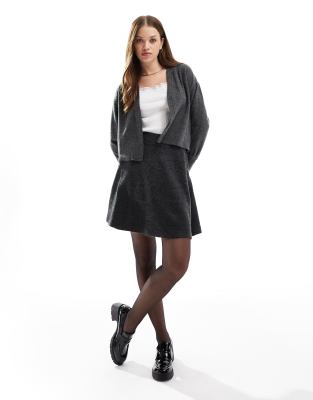 Vila - Ensemble en maille avec mini-jupe et filet - Gris foncé | ASOS