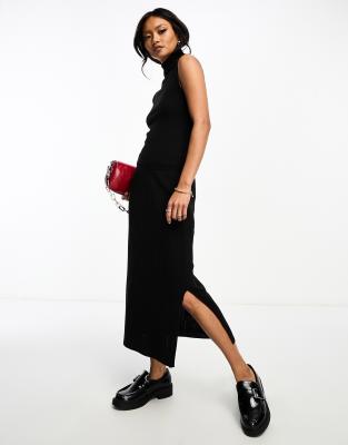 Vila - Jupe d'ensemble côtelée mi-longue - Noir | ASOS