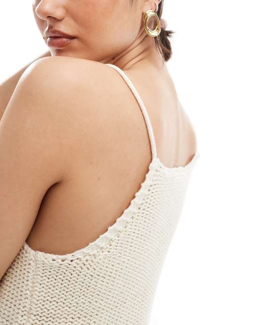Vila knitted cami top in cream - part of a set | ASOS