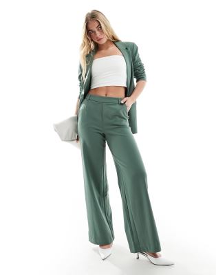 Vila - Pantalon d'ensemble ample à taille haute - Vert canard | ASOS
