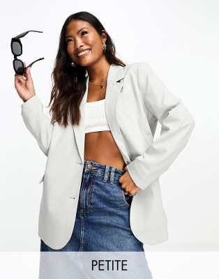 Vila Petite oversized standalone chuck on blazer in light grey | ASOS