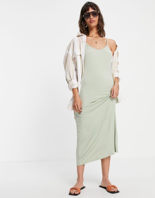 Vila - Robe caraco longue - Vert sauge | ASOS