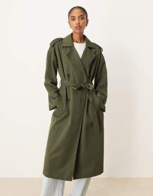 VILA - Trench-coat à double boutonnage de qualité supérieure - Vert profond | ASOS