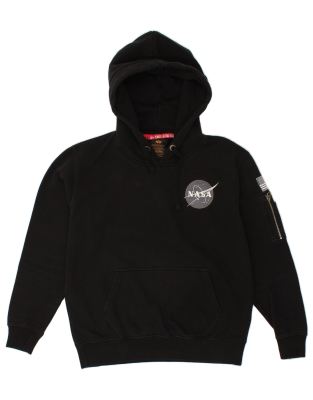 Vintage Alpha Industries Nasa Size M Graphic Hoodie Jumper in Black | ASOS