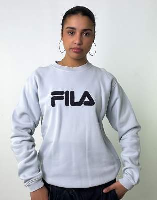 Vintage Fila L Sweatshirt Baby Blue | ASOS