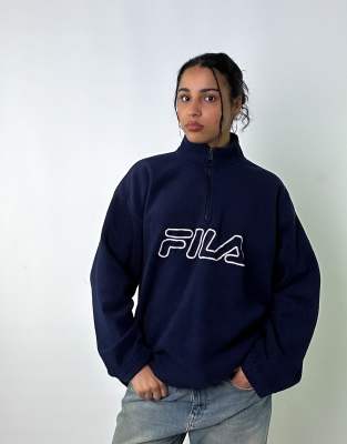 Vintage Fila XL Sweatshirt Navy Blue | ASOS
