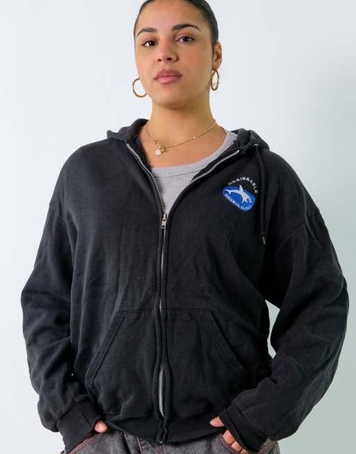 Vintage Lee M Hoodie Black Zip Up | ASOS