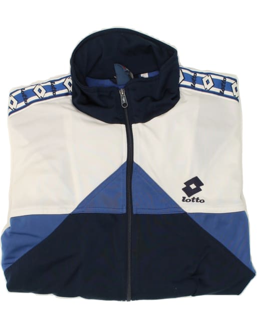 Vintage Lotto Size XL Colourblock Tracksuit Top Jacket in Navy Blue | ASOS