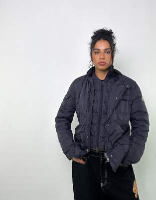 Vintage Moncler M Padded Jacket in Navy Blue | ASOS