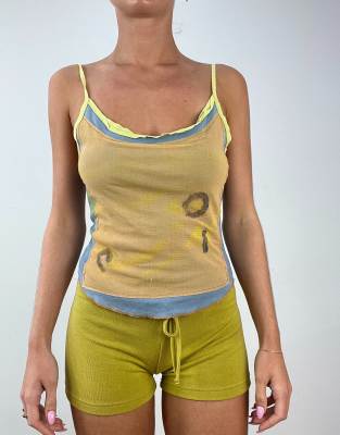 Vintage patchwork patterned cami top in blue and yellow | ASOS