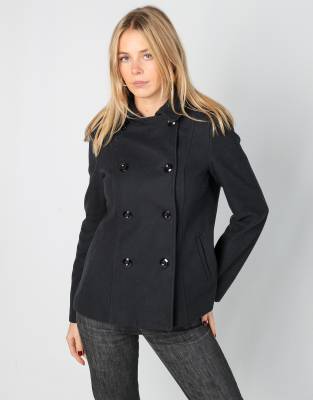 Vintage Sisley S pea coat in black | ASOS