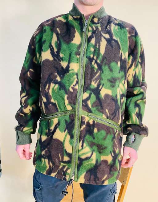 Vintage Size L Camouflage Fleece Jacket In Green | ASOS