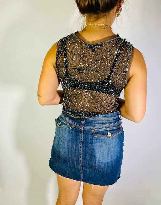 Vintage Size S Y2K Mesh Cami Top In Black | ASOS