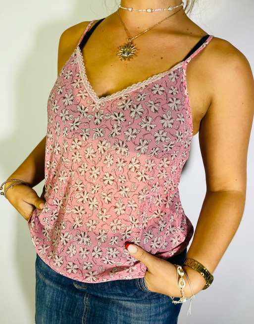Vintage Size S Y2K Mesh Cami Top In Pink | ASOS