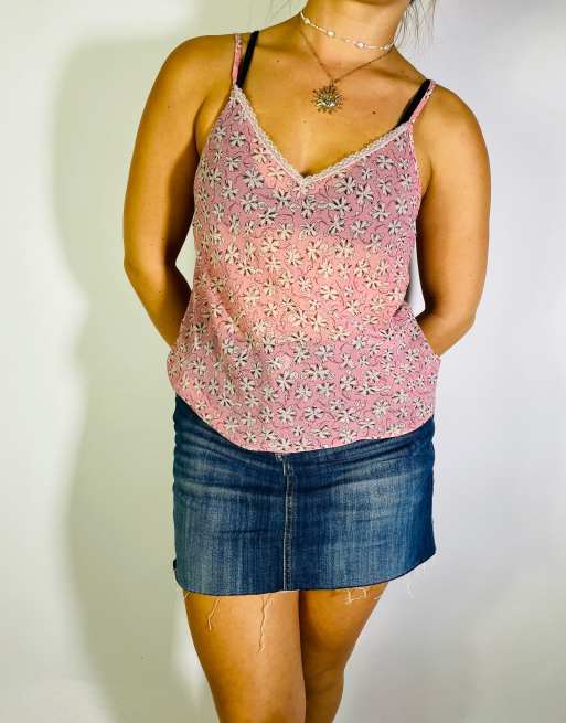 Vintage Size S Y2K Mesh Cami Top In Pink | ASOS