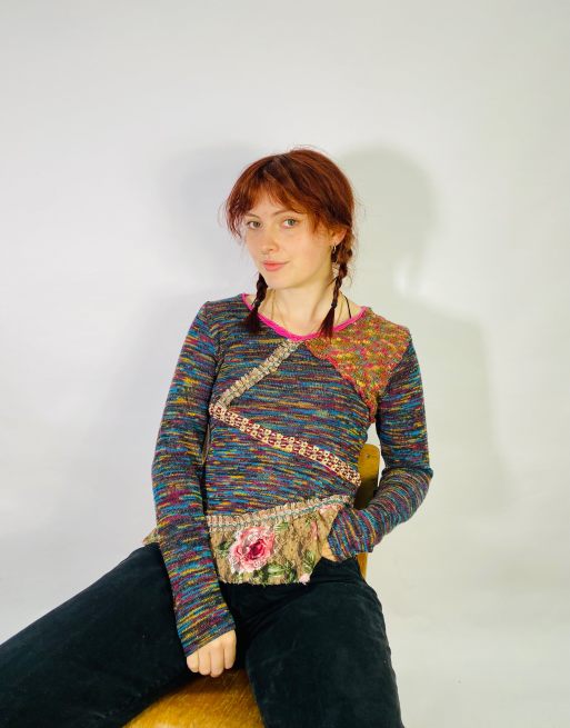 Vintage Size S Y2K Mesh Floral Top in Multi | ASOS