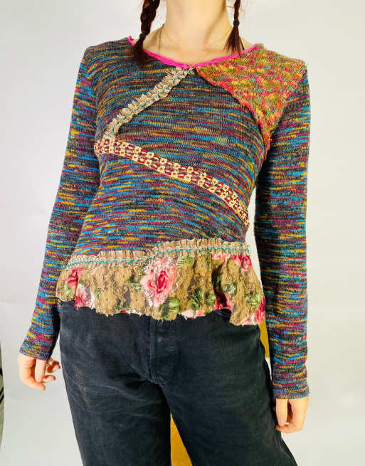 Vintage Size S Y2K Mesh Floral Top in Multi | ASOS