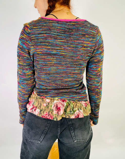 Vintage Size S Y2K Mesh Floral Top in Multi | ASOS