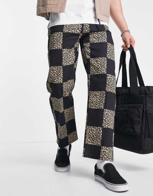 Vintage Supply leopard checkerboard jeans in black | ASOS