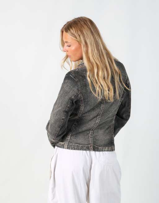 Vintage Unbranded M denim jacket in charcoal grey | ASOS