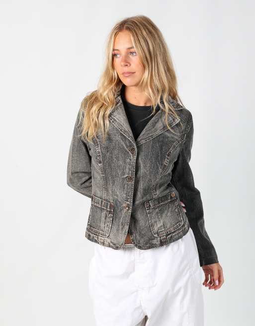 Vintage Unbranded M denim jacket in charcoal grey | ASOS