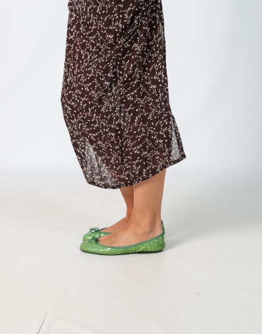 Vintage Unbranded M printed woven maxi dress in brown | ASOS
