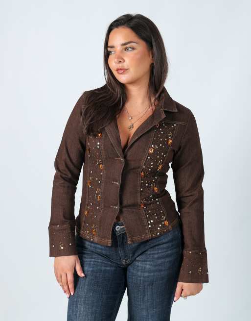 Vintage Unbranded S denim jacket in brown | ASOS