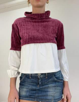 Vintage velour roll neck jumper in pink | ASOS