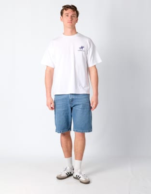 Vintage Wrangler 34x21 Denim Carpenter Baggy Jorts Shorts Light Blue | ASOS