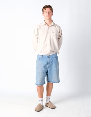 Vintage Wrangler 38x21 Denim Jorts Shorts Light Blue | ASOS