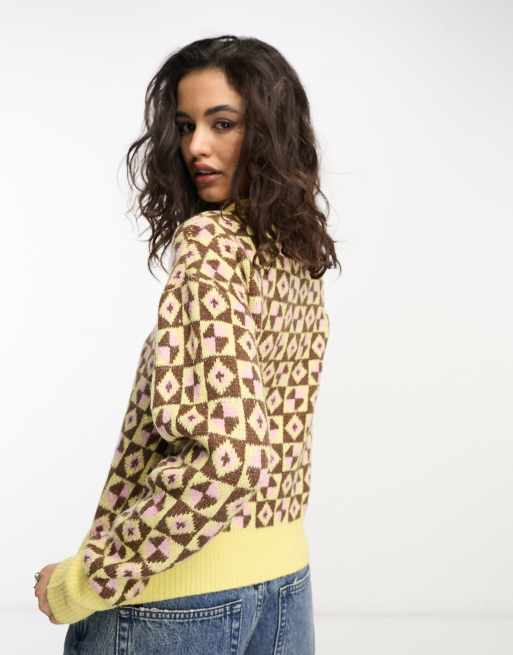 Violet Romance collared cardgian in geo print | ASOS