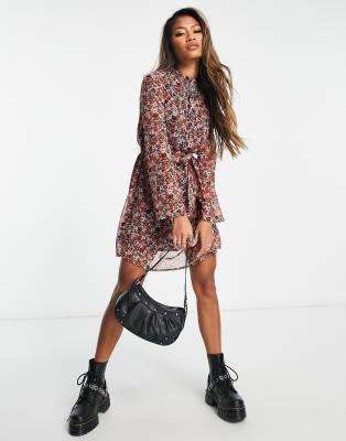 Violet Romance high neck belted mini dress in ditsy floral print | ASOS